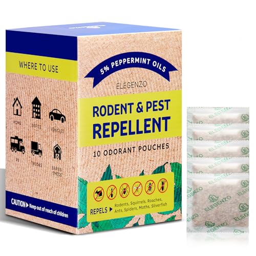ELEGENZO Mouse Repellent Pouches with Peppermint Oil - Repels Mice, Rats, Squirrels, Roaches, Ants, Spiders, Moths 1 Count (Pack of 5)