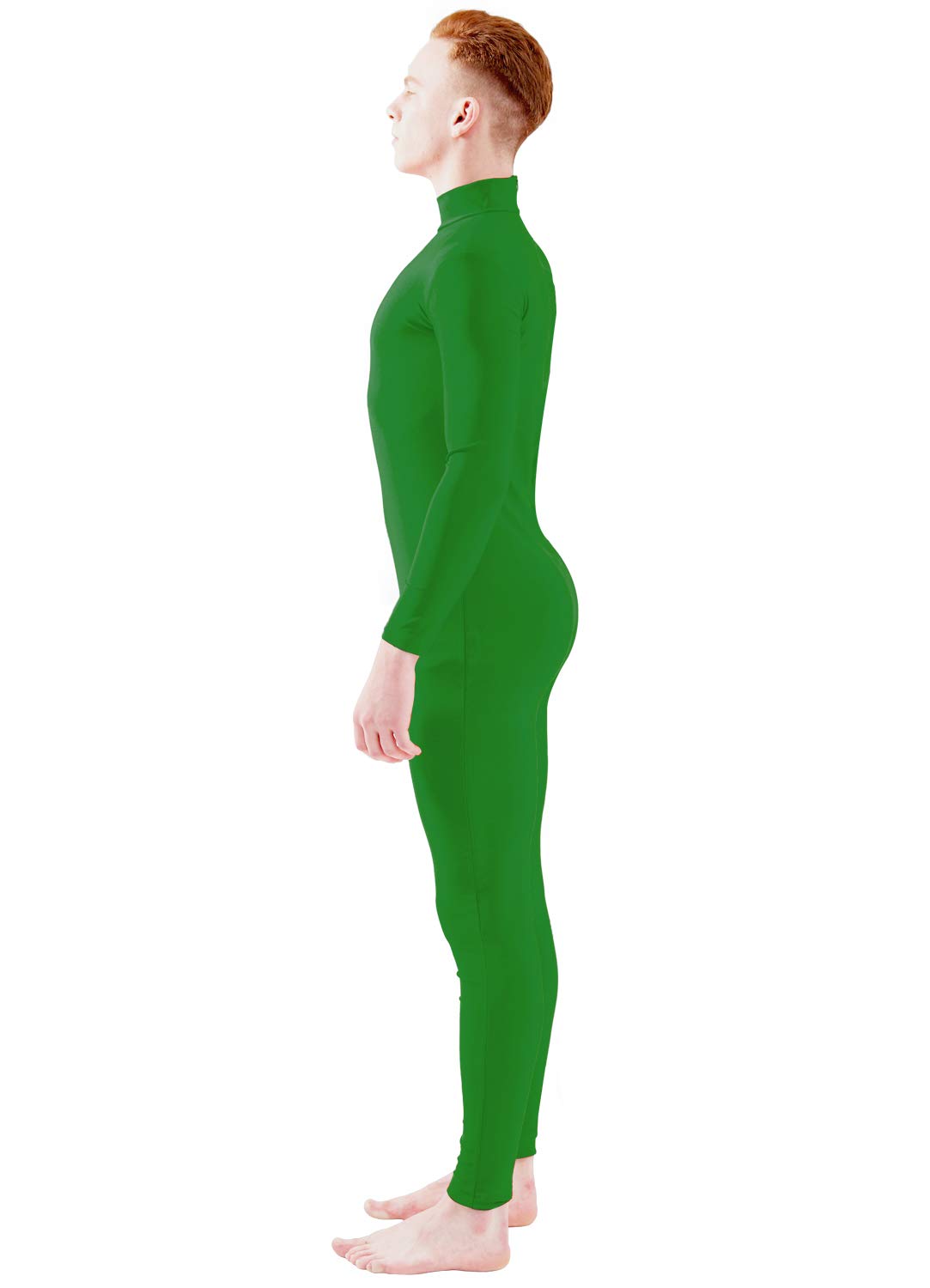 Ensnovo Adult Spandex Turtleneck Long Sleeve One Piece Unitard Bodysuit Dancewear Green, XL