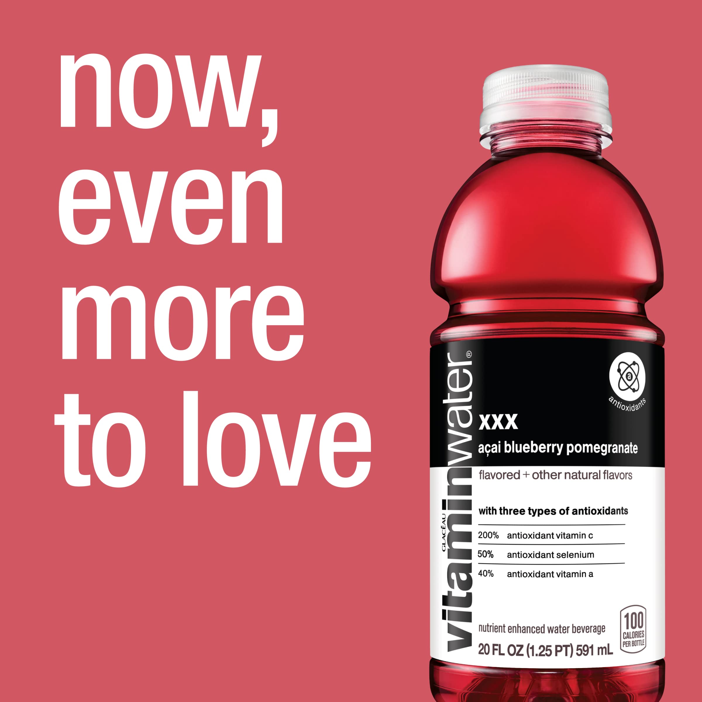 vitaminwater xxx, electrolyte enhanced water w/vitamins, açai-blueberry-pomegranate drinks, 20 fl oz, 12 Pack