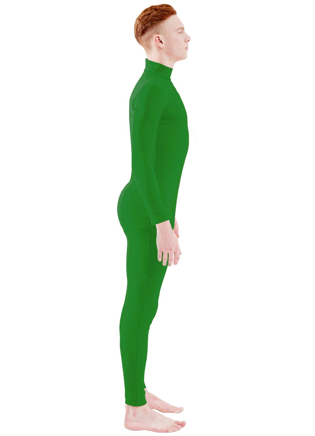 Ensnovo Adult Spandex Turtleneck Long Sleeve One Piece Unitard Bodysuit Dancewear Green, XL