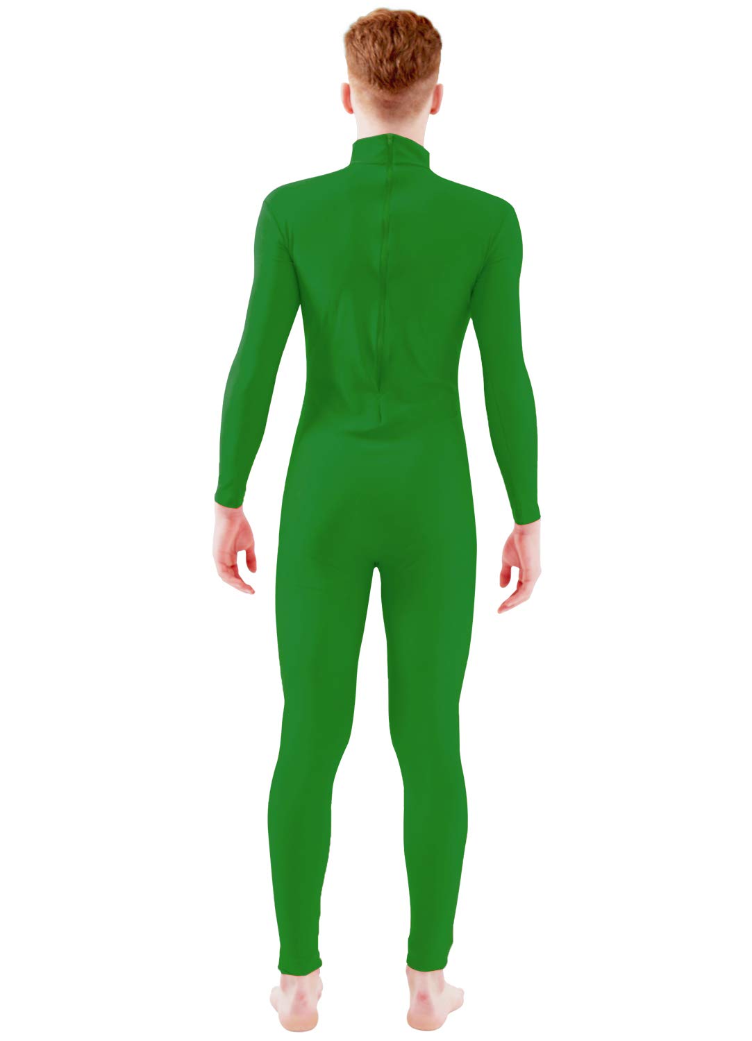 Ensnovo Adult Spandex Turtleneck Long Sleeve One Piece Unitard Bodysuit Dancewear Green, XL
