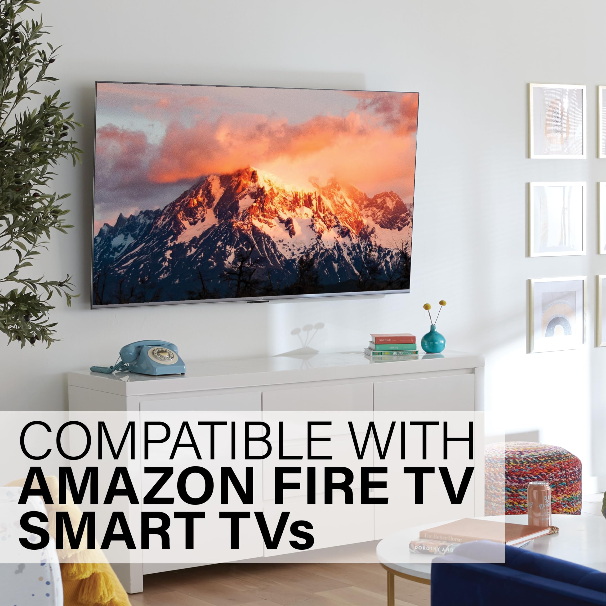 All-New, Made for Amazon No Drill No Stud TV Wall Mount for 32-85” TVs up to 100lbs, Compatible with Amazon Fire TVs