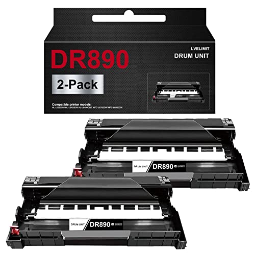 LVELIMIT Compatible DR-890 DR890 High Yield Drum Unit Replacement for Brother DR 890 HL-L6250DW HL-L6400DW HL-L6400DWT MFC-L6750DW MFC-L6900DW Printer, Toner Cartridge not Included (Black, 2-Pack)