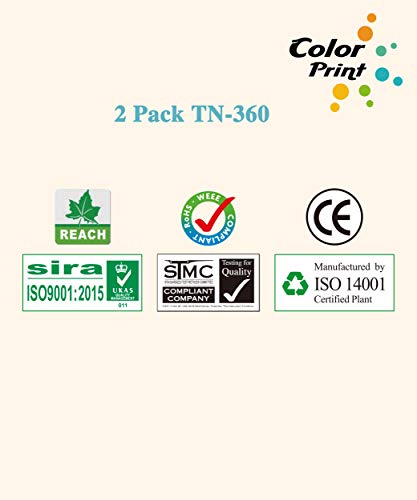 2-Pack ColorPrint Compatible TN360 Toner Cartridge Replacement for Brother TN-360 TN330 TN-330 Work with DCP-7030 DCP-7040 HL-2140 HL-2170W MFC-7340 MFC-7345N MFC-7440N MFC-7840W Printer