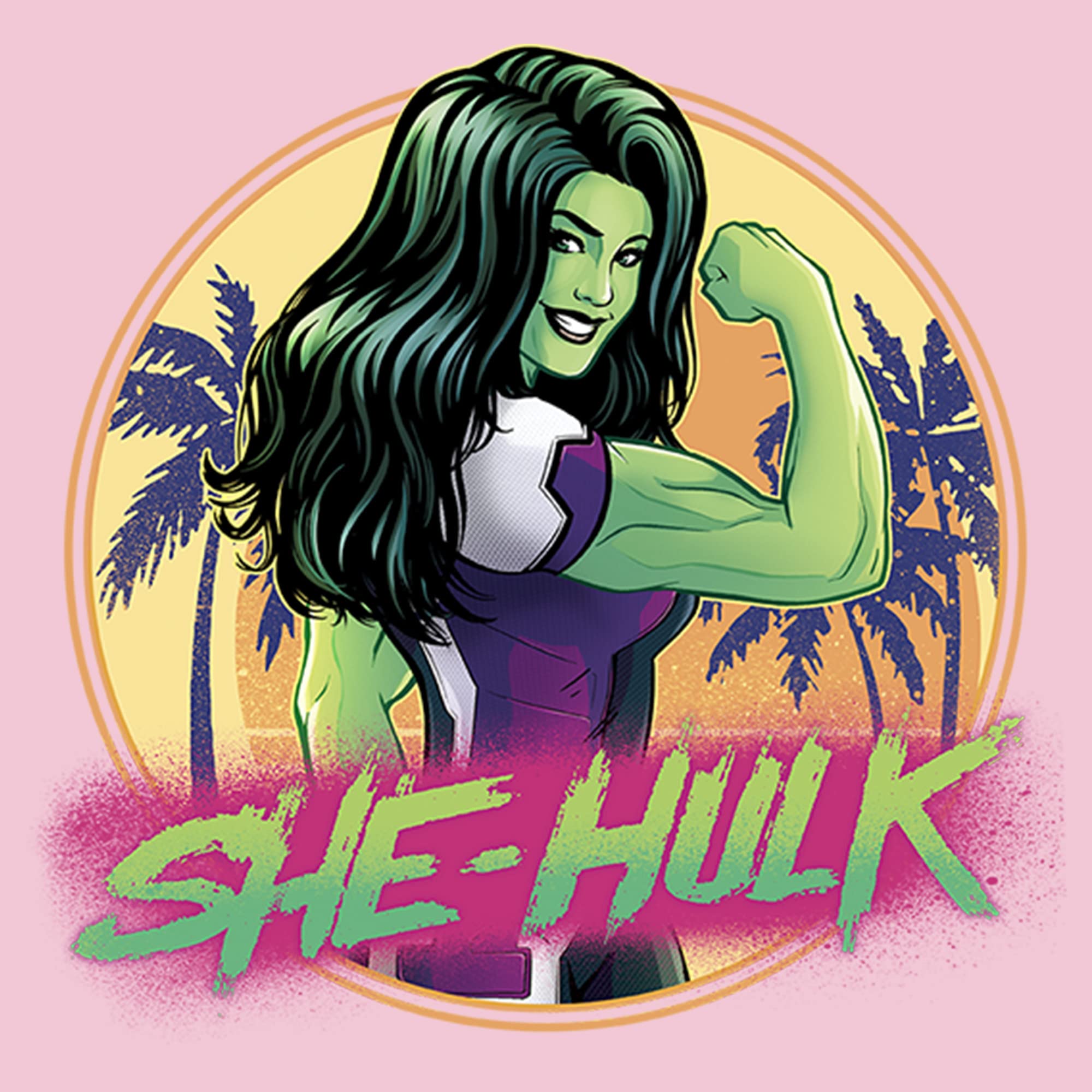 Marvel Girl's She-Hulk Beach Badge T-Shirt, Light Pink, Large
