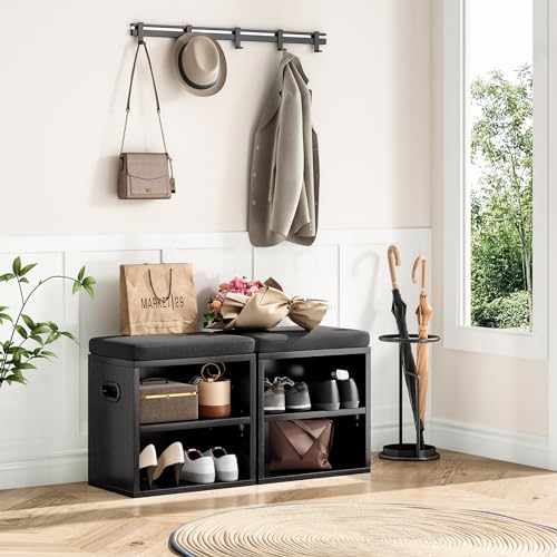 Small Shoe Bench for Entryway Shoe Bench with Cushion Shoe Bench with Storage and Seating,Small Bench Seat Entryway Shoe Rack with Bench,Small Shoe Bench Entryway Shoe Bench Small Black