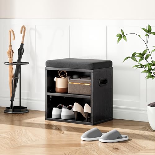 Small Shoe Bench for Entryway Shoe Bench with Cushion Shoe Bench with Storage and Seating,Small Bench Seat Entryway Shoe Rack with Bench,Small Shoe Bench Entryway Shoe Bench Small Black