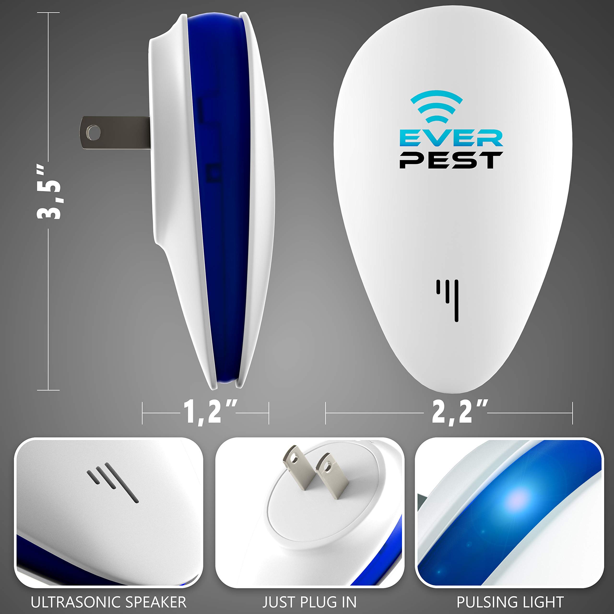 Ultrasonic Pest Control Repeller - 2 Pack Repel Rodents, Ants, Cockroaches, Bed Bugs, Mosquitos, Fruit Flies, Spiders & Bats Cricket Flea Moth Roach Scorpion Squirrel Rat Ultrasound Repellant Plug