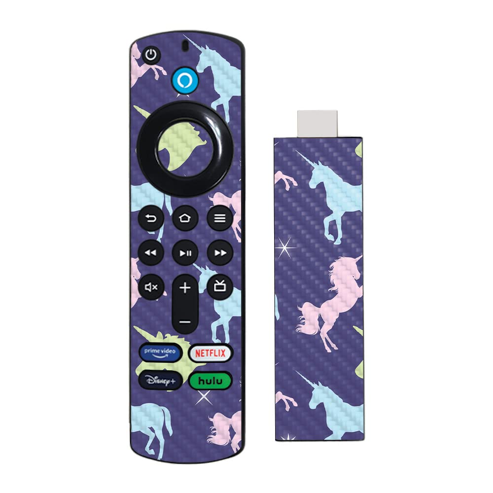 MightySkins Carbon Fiber Skin Compatible with Amazon Fire TV Stick 4K Max - Unicorn Dream | Protective, Durable Textured Carbon Fiber Finish | Easy to Apply and Change Styles | Made in The USA