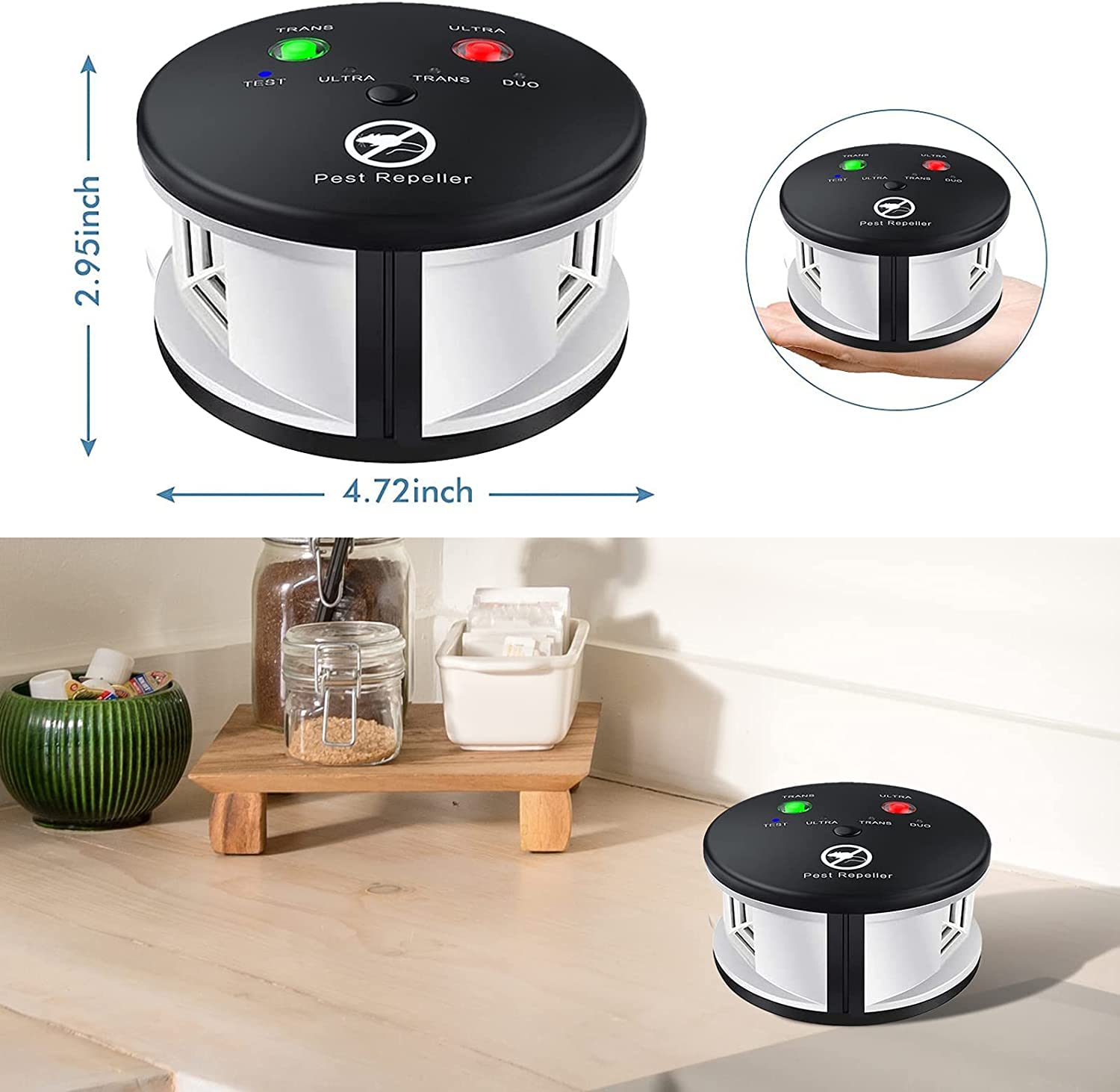 Kemps Ultrasonic Rodent Repellent Indoor Squirrel High-end Electronic Effective Drive Rats, Squirrel, Mouse, Rodents, Etc Suitable for Home, Offices, Hotels, Restaurants, Garages