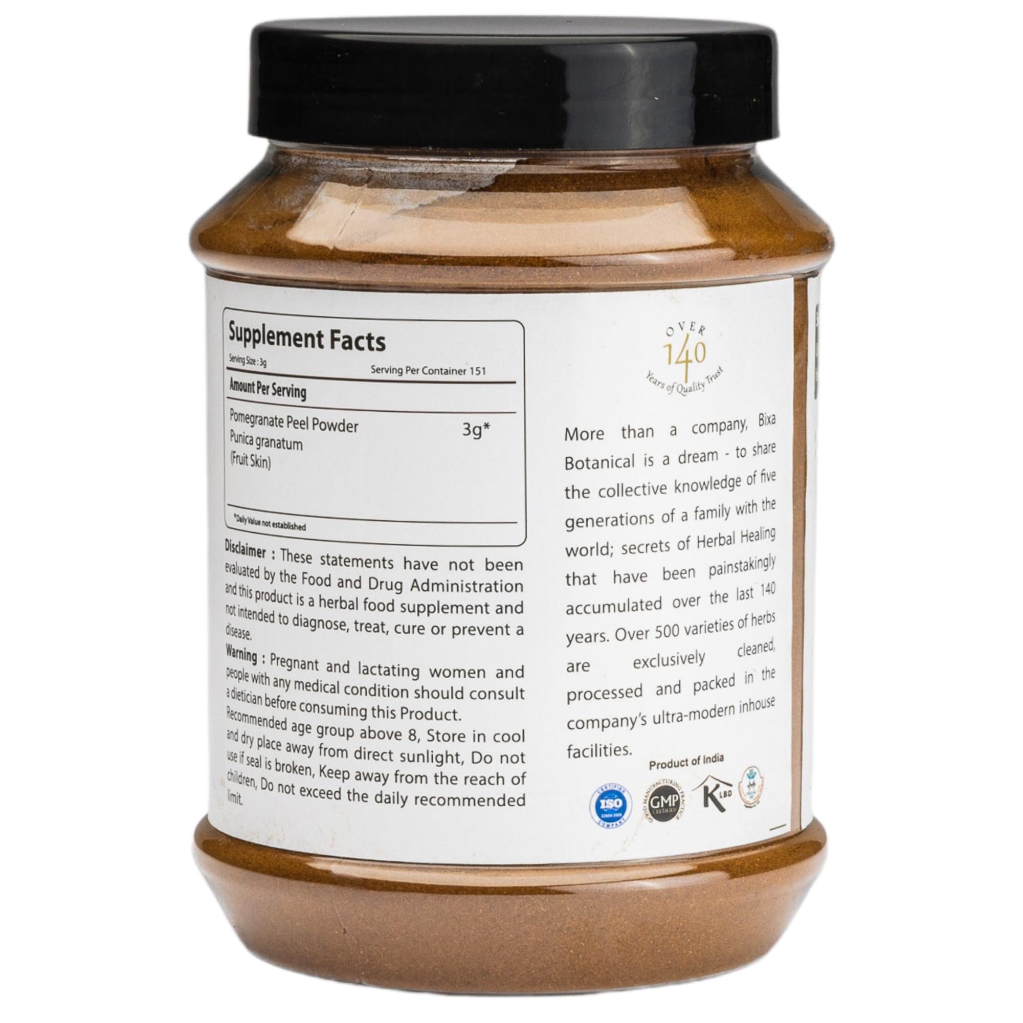 bixa BOTANICAL Pomegranate Peel Powder | Punica granatum | 1 Pound / 16 OZ | Ayurvedic Herbal Supplement | Gluten Free, Non-GMO, Steam Treated, Vegan, 100% Pure.