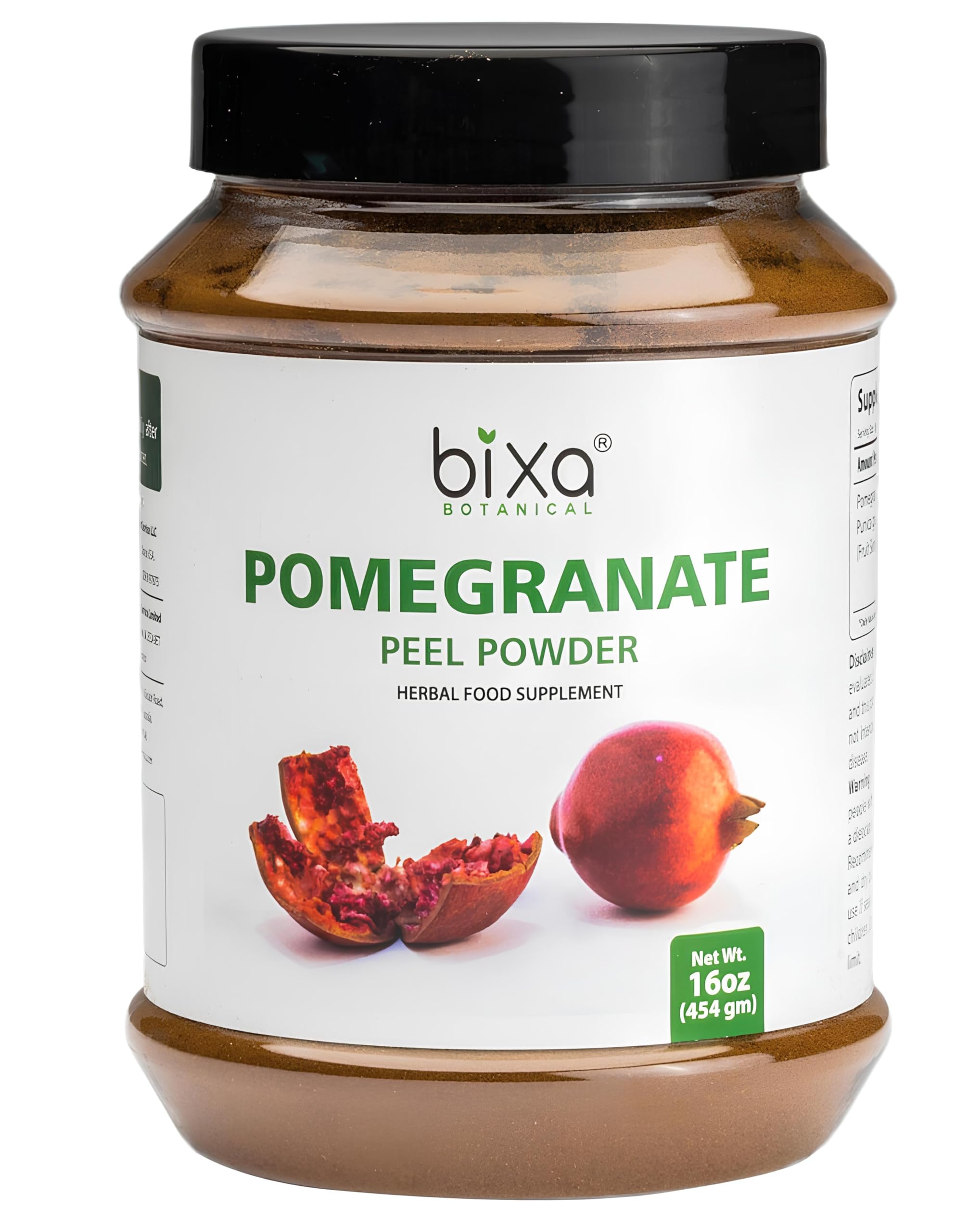 bixa BOTANICAL Pomegranate Peel Powder | Punica granatum | 1 Pound / 16 OZ | Ayurvedic Herbal Supplement | Gluten Free, Non-GMO, Steam Treated, Vegan, 100% Pure.