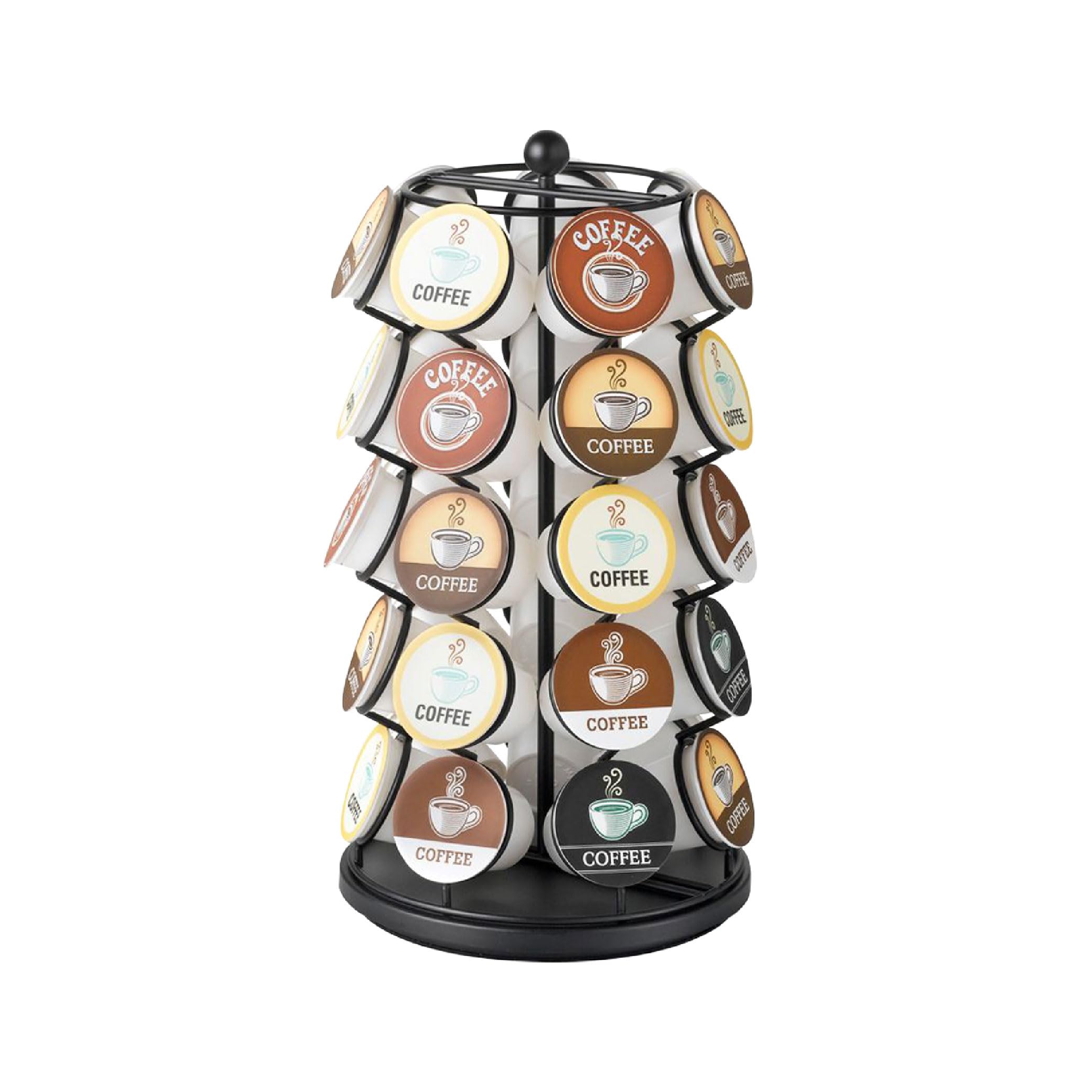 Nifty Coffee Pod Carousel – Compatible with K-Cups, 35 Pack Storage, Spins 360-Degrees, Lazy Susan Platform, Modern Black Design, Home or Office Kitchen Counter Organizer