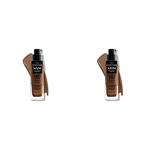 NYX PROFESSIONAL MAKEUP Can't Stop Won't Stop Foundation, 24h Full Coverage Matte Finish - Deep Sable (Pack of 2)