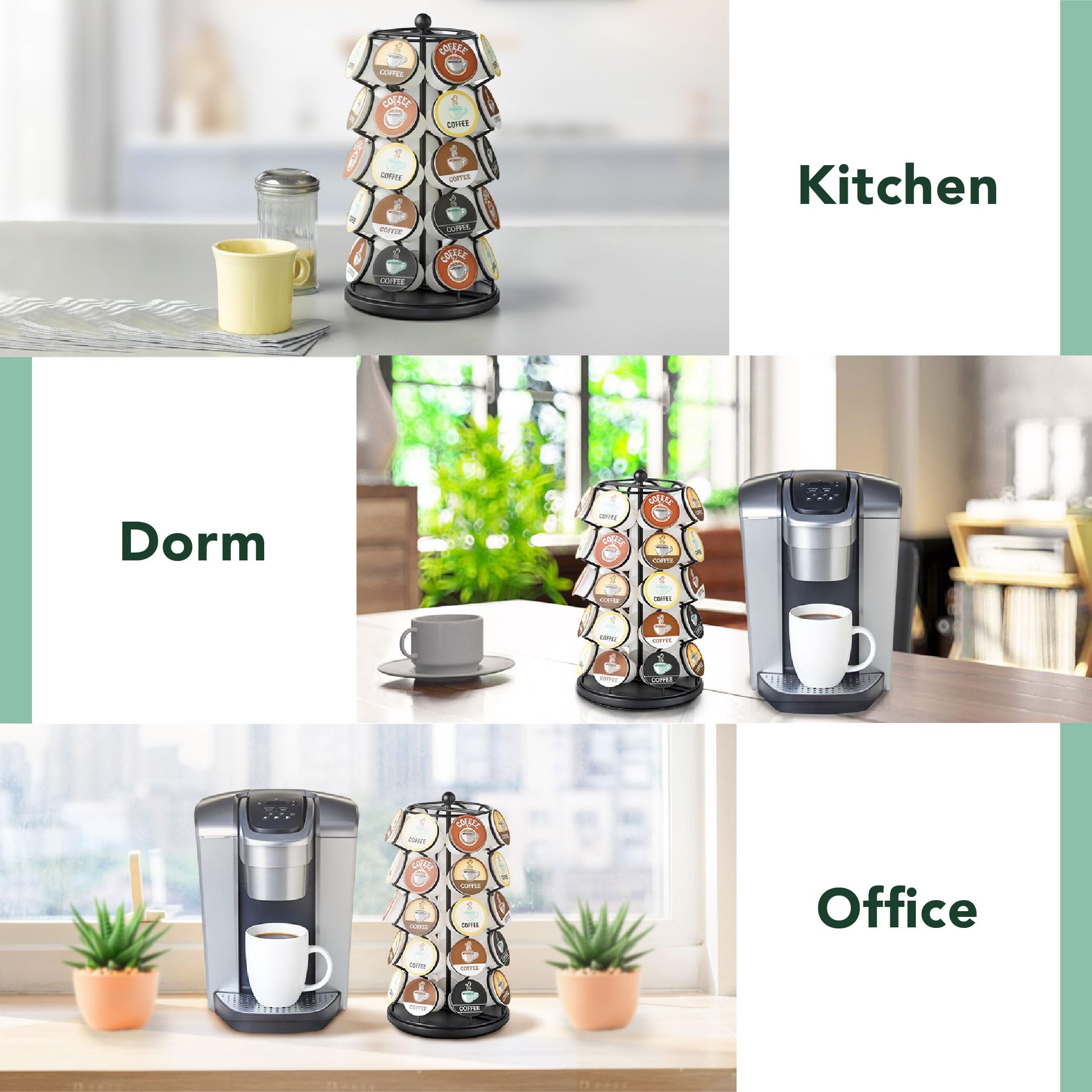 Nifty Coffee Pod Carousel – Compatible with K-Cups, 35 Pack Storage, Spins 360-Degrees, Lazy Susan Platform, Modern Black Design, Home or Office Kitchen Counter Organizer