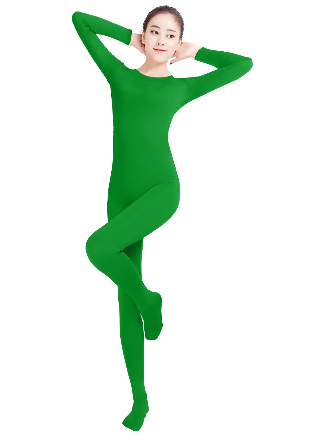Ensnovo Womens Spandex One Piece Unitard Full Bodysuit Zentai Suit Costume Green M