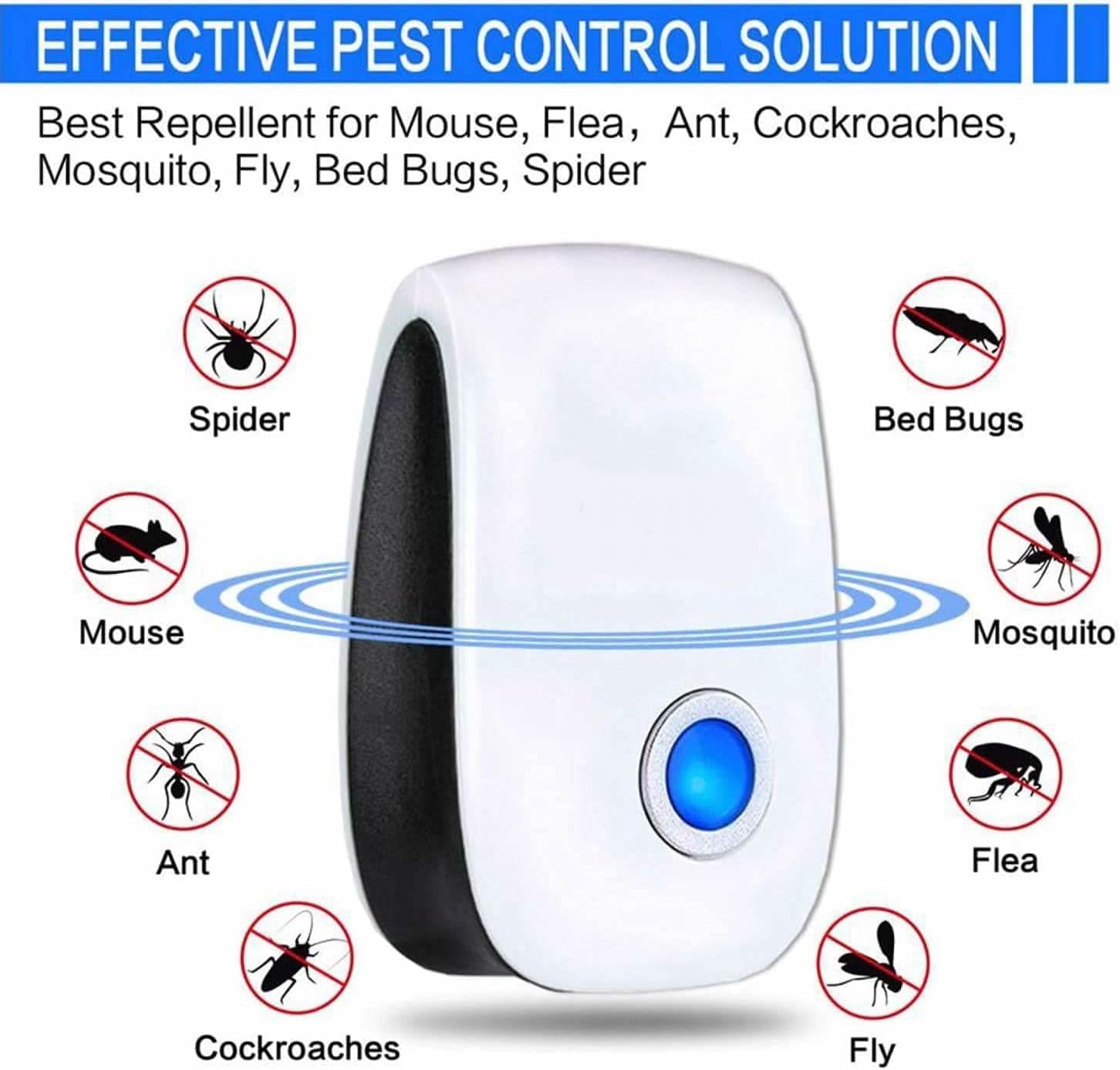 Ultrasonic Pest Repeller Indoor, Pest Control for Rodents, Mosquitoes, Ants, Cockroaches, Rat, Mice, Fleas, Beetles and Other Insects, Non-Toxic, Safe for Humans, Home, Office, Hotel (6 Packs)