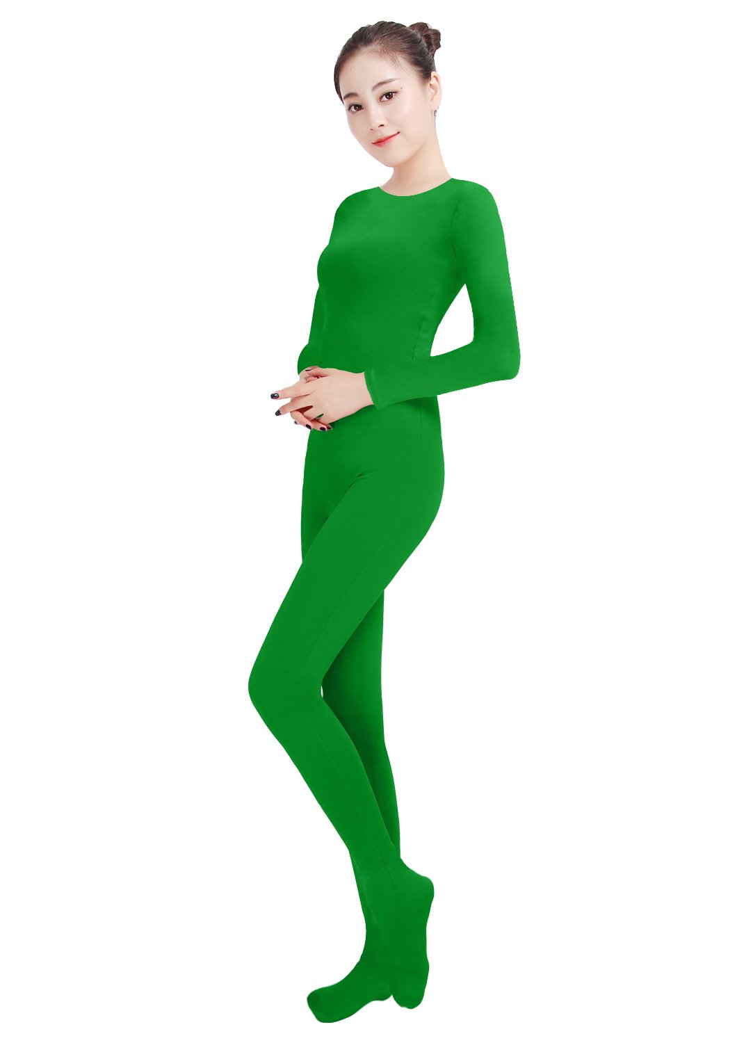 Ensnovo Womens Spandex One Piece Unitard Full Bodysuit Zentai Suit Costume Green M