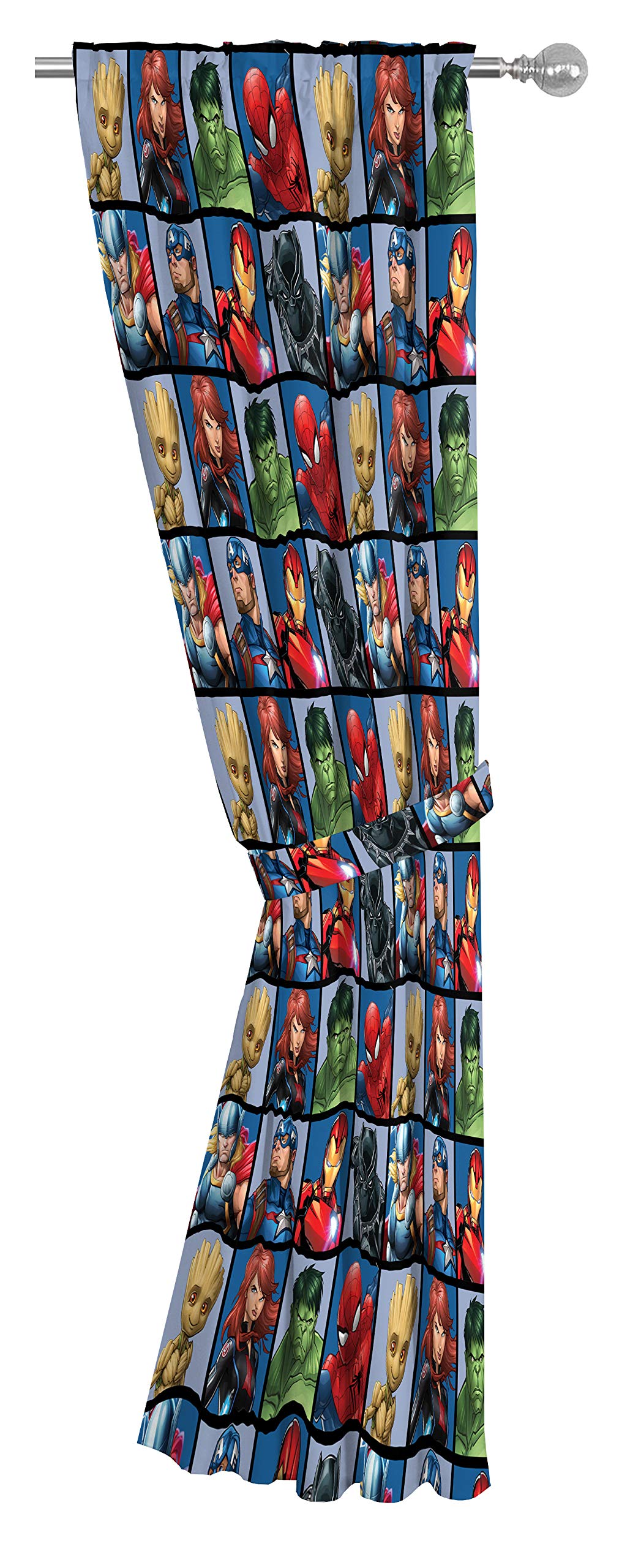 Jay Franco Marvel Avengers Team 84" inch Drapes 4 Piece Set - Beautiful Room Décor & Easy Set up - Window Curtains Include 2 Panels & 2 Tiebacks (Official Marvel Product)