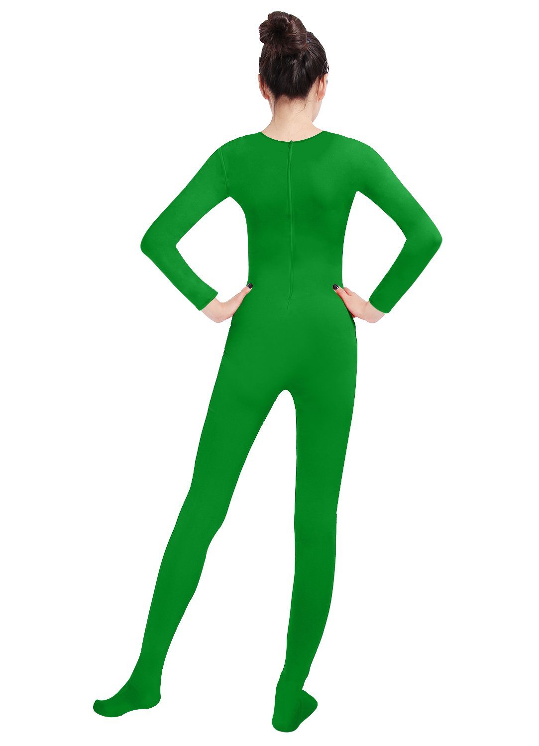 Ensnovo Womens Spandex One Piece Unitard Full Bodysuit Zentai Suit Costume Green M
