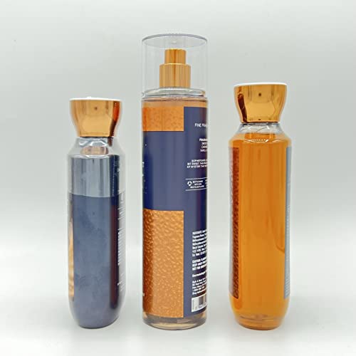 Bath & Body Works - Midnight Amber Glow - 3 pc Bundle - Shower Gel - 10 fl oz, Fine Fragrance Mist - 8 fl oz and Daily Nourishing Body Lotion - 8 fl oz