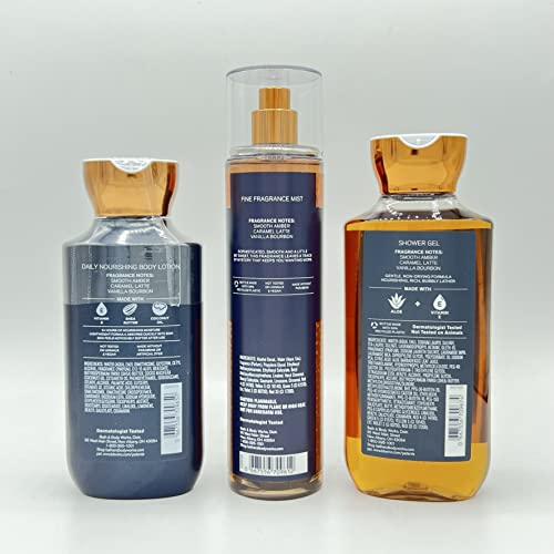 Bath & Body Works - Midnight Amber Glow - 3 pc Bundle - Shower Gel - 10 fl oz, Fine Fragrance Mist - 8 fl oz and Daily Nourishing Body Lotion - 8 fl oz