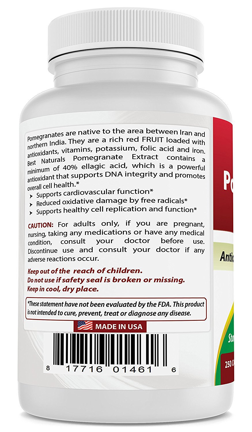 Best Naturals Pomegranate Extract 250 mg 250 Capsules