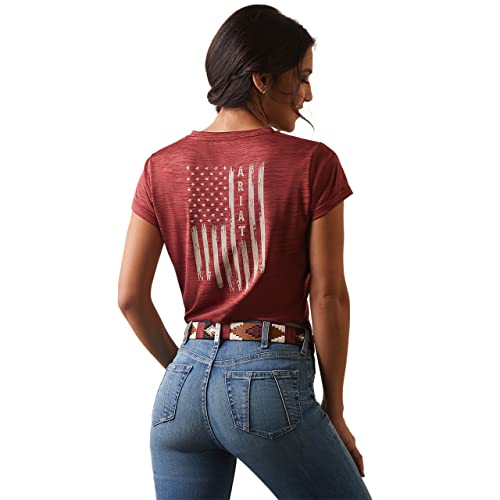 ARIAT Women's Laguna Patriot T-Shirt, Pomegranate, Size X-Small