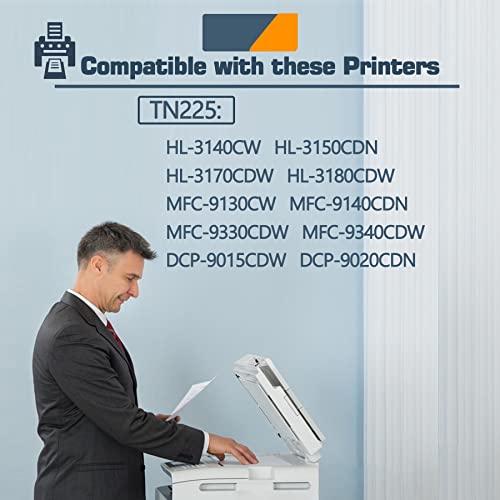 TN225 Compatible TN-225 Black High Yield Toner Cartridge Replacement for Brother TN-225 HL-3140CW HL-3150CDN MFC-9130CW MFC-9140CDN DCP-9015CDW Toner.(2 Pack)