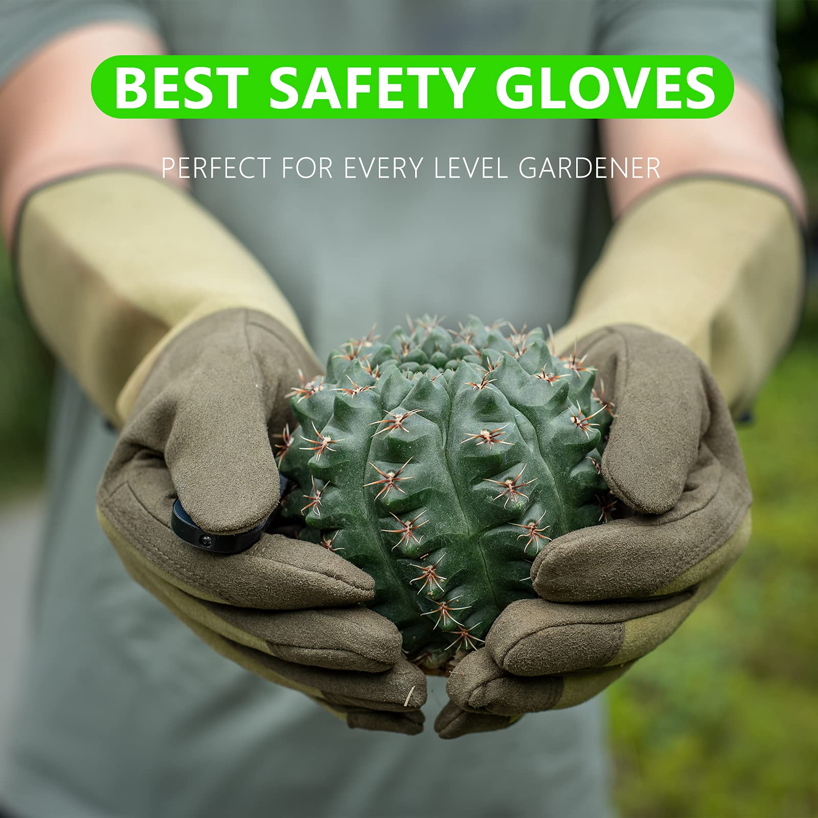Yionaiyi Professional Rose Pruning Thorn Proof Gardening Gloves with Long Forearm Protection for Men and Women (1 Pair) (green, Medium)