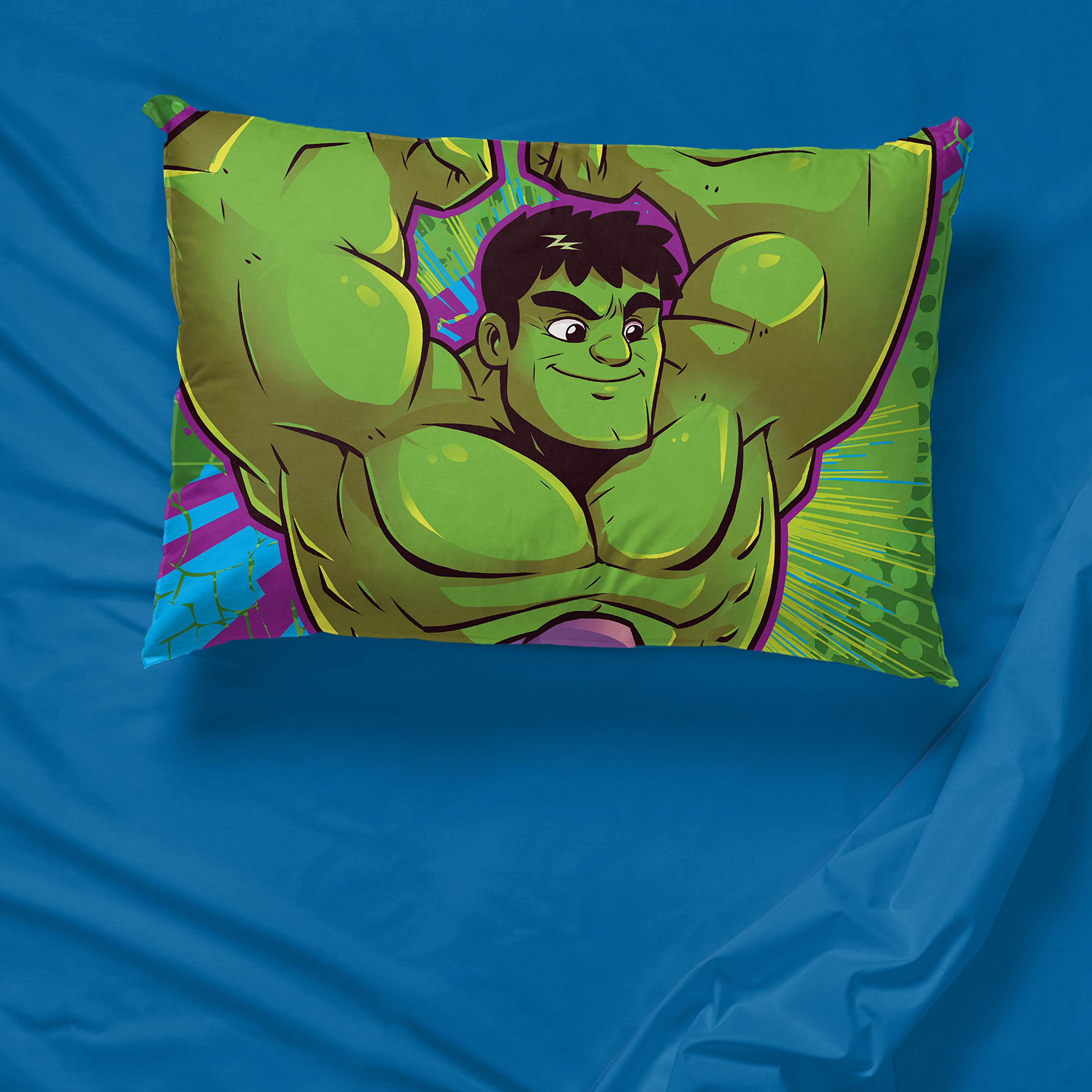 Jay Franco Marvel Super Hero Adventures Hulk Out 1 Pack Pillowcase - Double-Sided Kids Super Soft Bedding (Official Marvel Product)
