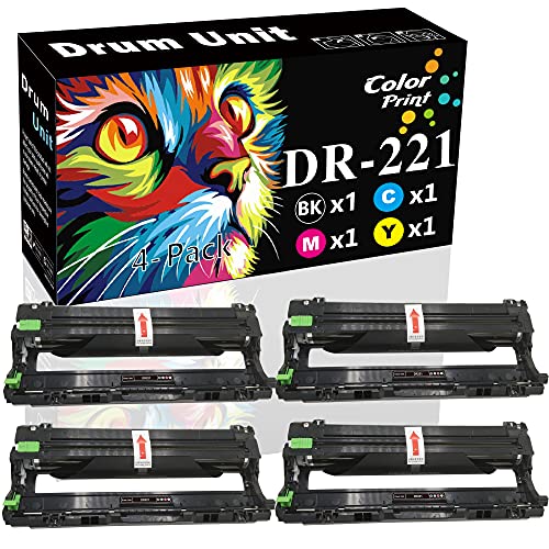4-Pack ColorPrint Compatible DR221CL Drum Unit Set Replacement for Brother DR-221CL DR-221 DR221 Work with TN221 TN225 HL-3140CW HL-3170CDW HL-3180CDW MFC-9130CW MFC-9330CDW MFC-9340CDW Printer