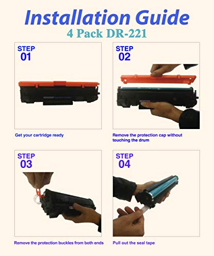 4-Pack ColorPrint Compatible DR221CL Drum Unit Set Replacement for Brother DR-221CL DR-221 DR221 Work with TN221 TN225 HL-3140CW HL-3170CDW HL-3180CDW MFC-9130CW MFC-9330CDW MFC-9340CDW Printer