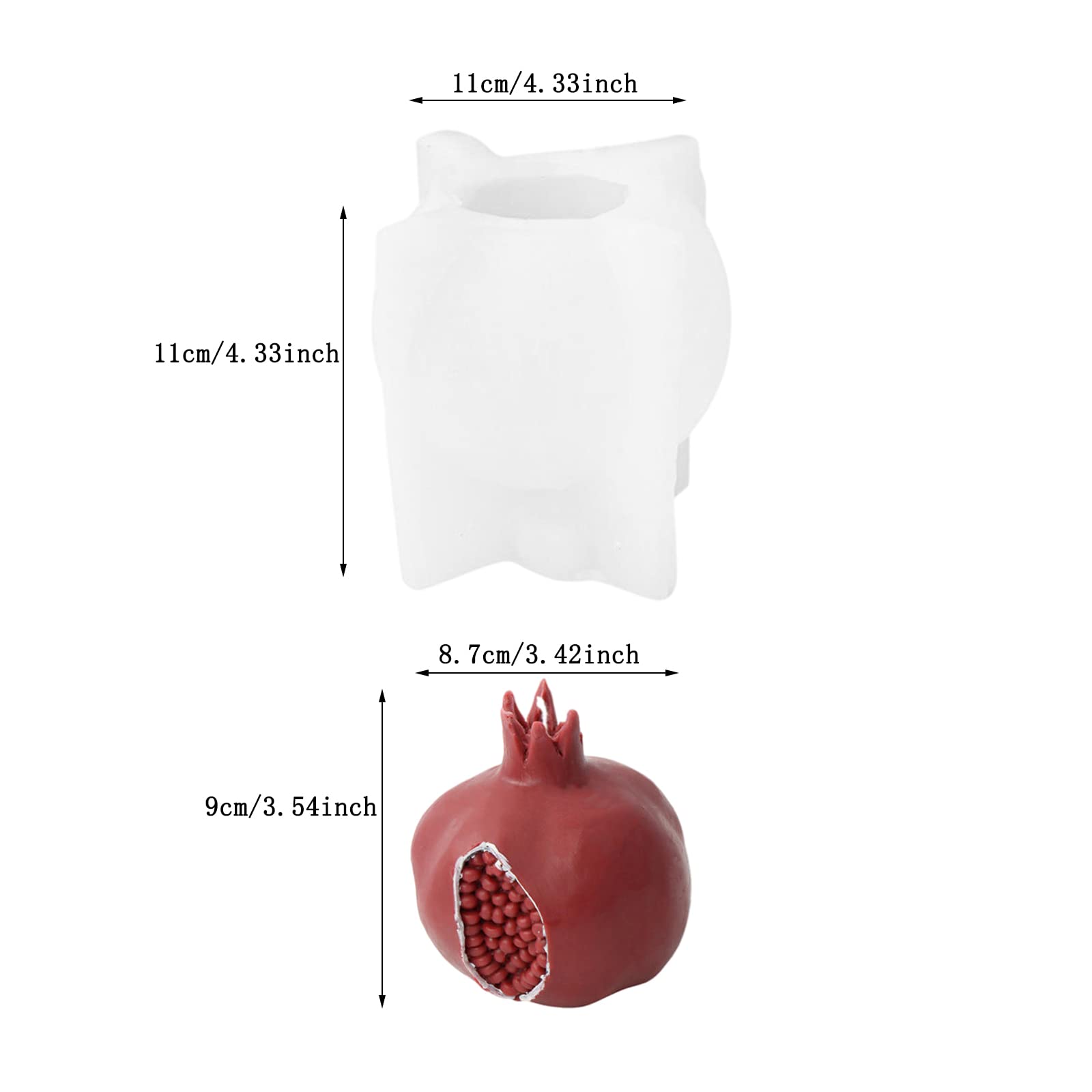 ONNPNN Simulation Pomegranate Shape Candle Molds, DIY Pomegranate Silicone Mold, 3D Pomegranate Chocolate Mould, Creative Artificial Fruit Soap Mould, for Home Decorations Cake Topper Resin Ornaments