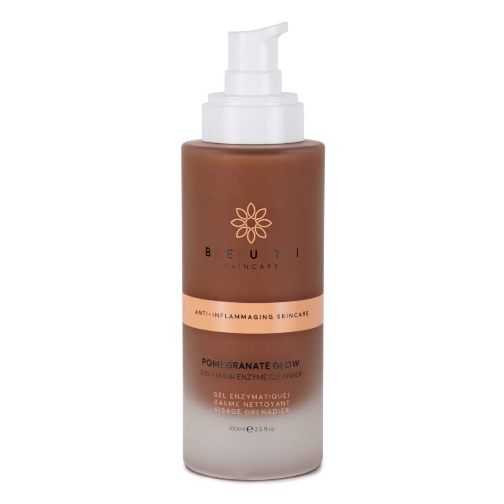 Beuti Skincare - Detoxifying 3-in-1 Pomegranate Glow Enzyme Cleanser | Clean + Natural Pomegranate-Based Skincare (2.5 fl oz | 100 ml)