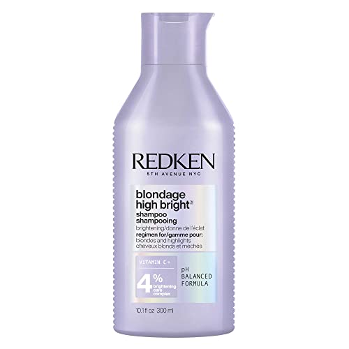 Redken Blondage High Bright Shampoo | Brightens and Lightens Color-Treated and Natural Blonde Hair Instantly | Infused with Vitamin C | 10.1 Fl Oz