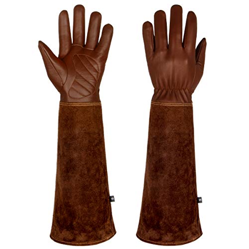 Lalafancy Thorn Proof Gardening Gloves for Women & Men, Rose Pruning Gloves Long Forearm Protection Gauntlet, Cowhide Leather Work Garden Gloves for Roses Thorns