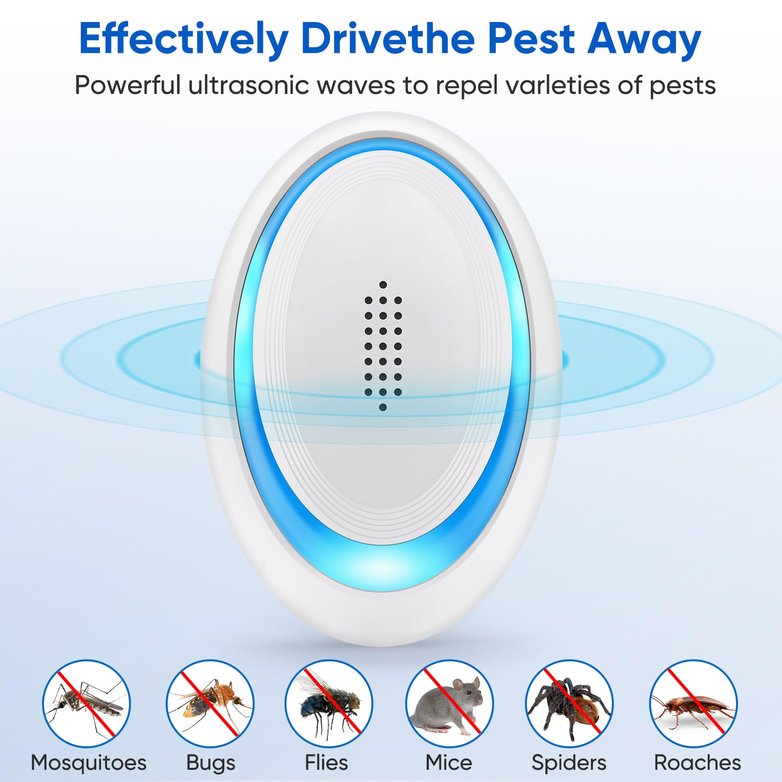 Ultrasonic Pest Repeller,6 Pack Pest Repeller Indoor Plug in Pest Repellent for Insect,Roach,Mice,Spider,Ant,Bug,Mosquito