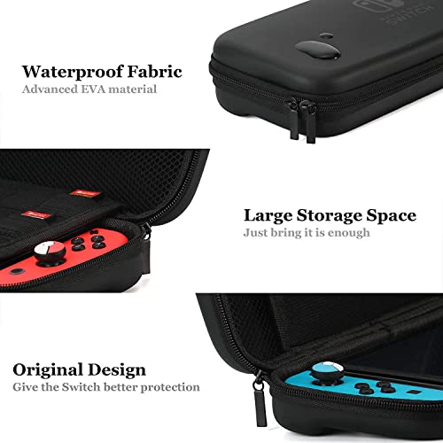 Carrying Case Compatible with Switch 2017 / Switch OLED 2021 Console Joy-Con with 10 Game Card Slots , Pomegranate on teal background