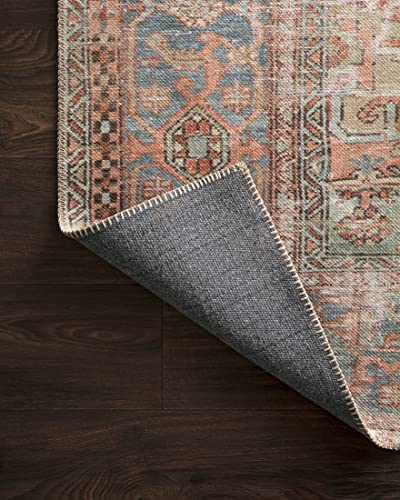 Loloi II Loren Collection LQ-15 Terracotta/Sky, Traditional 7'-6" x 9'-6" Area Rug