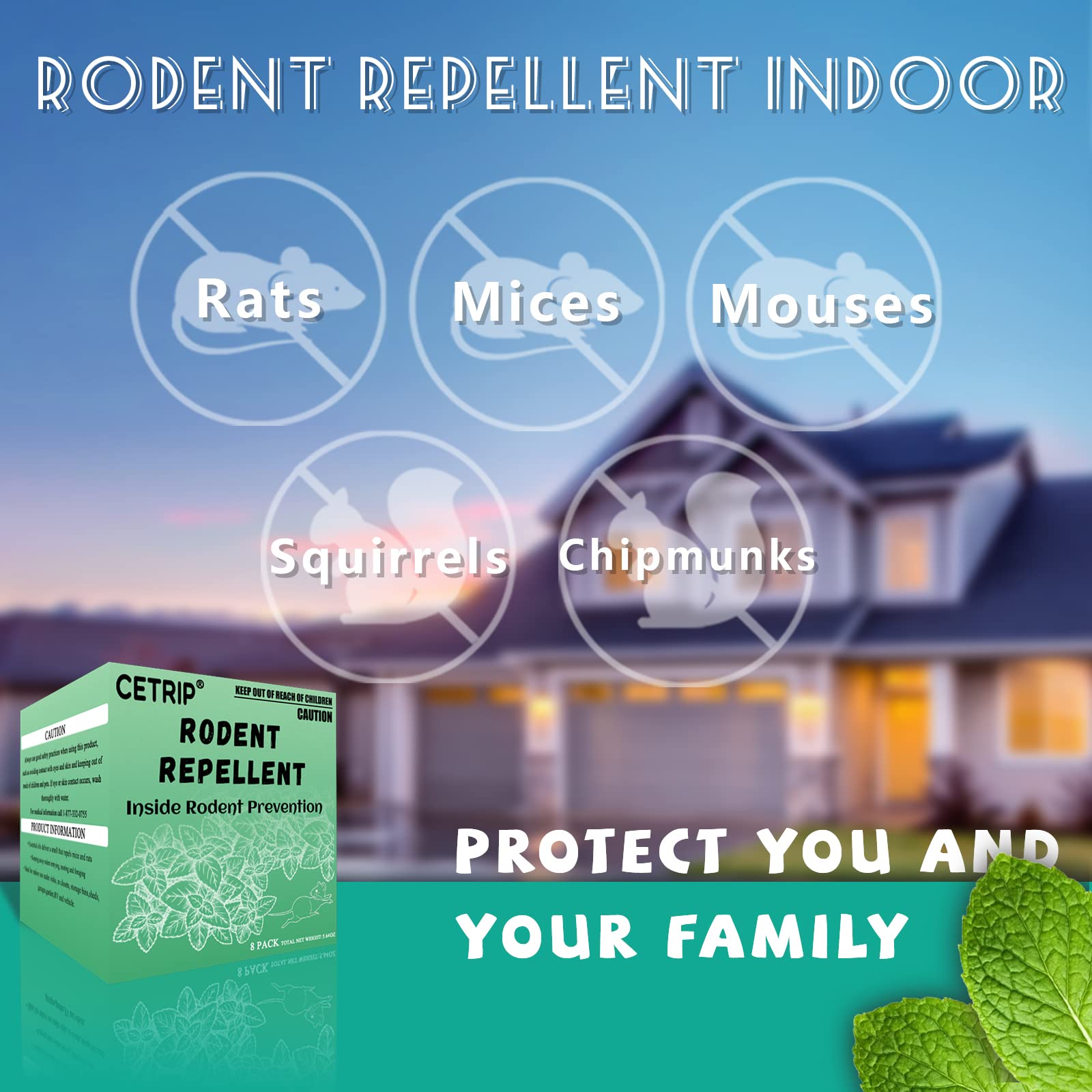 suphanlin CETRIP Peppermint Oil to Repel Mice and Rats,Mouse Repellent,8 Pack Rodent RepellentRat Repellent Outdoor/Indoor,Mouse Deterrent Indoor, Rodent Deterrent
