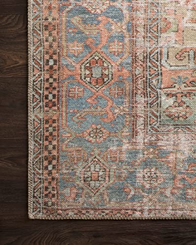 Loloi II Loren Collection LQ-15 Terracotta/Sky, Traditional 7'-6" x 9'-6" Area Rug