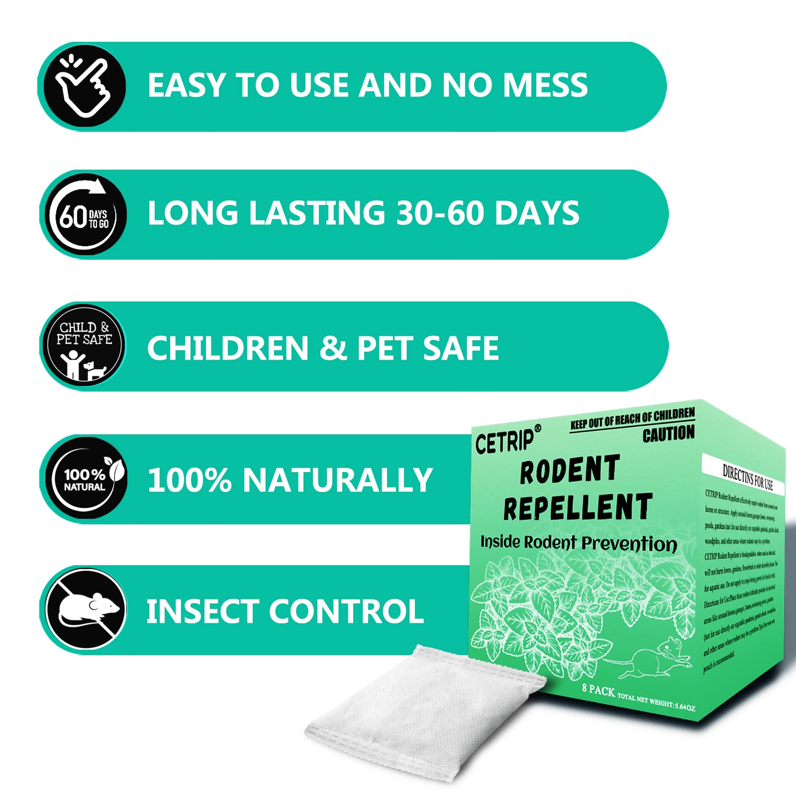 suphanlin CETRIP Peppermint Oil to Repel Mice and Rats,Mouse Repellent,8 Pack Rodent RepellentRat Repellent Outdoor/Indoor,Mouse Deterrent Indoor, Rodent Deterrent