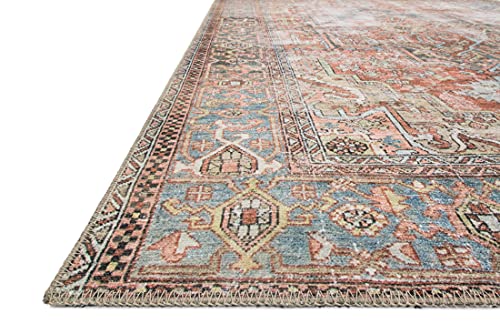 Loloi II Loren Collection LQ-15 Terracotta/Sky, Traditional 7'-6" x 9'-6" Area Rug