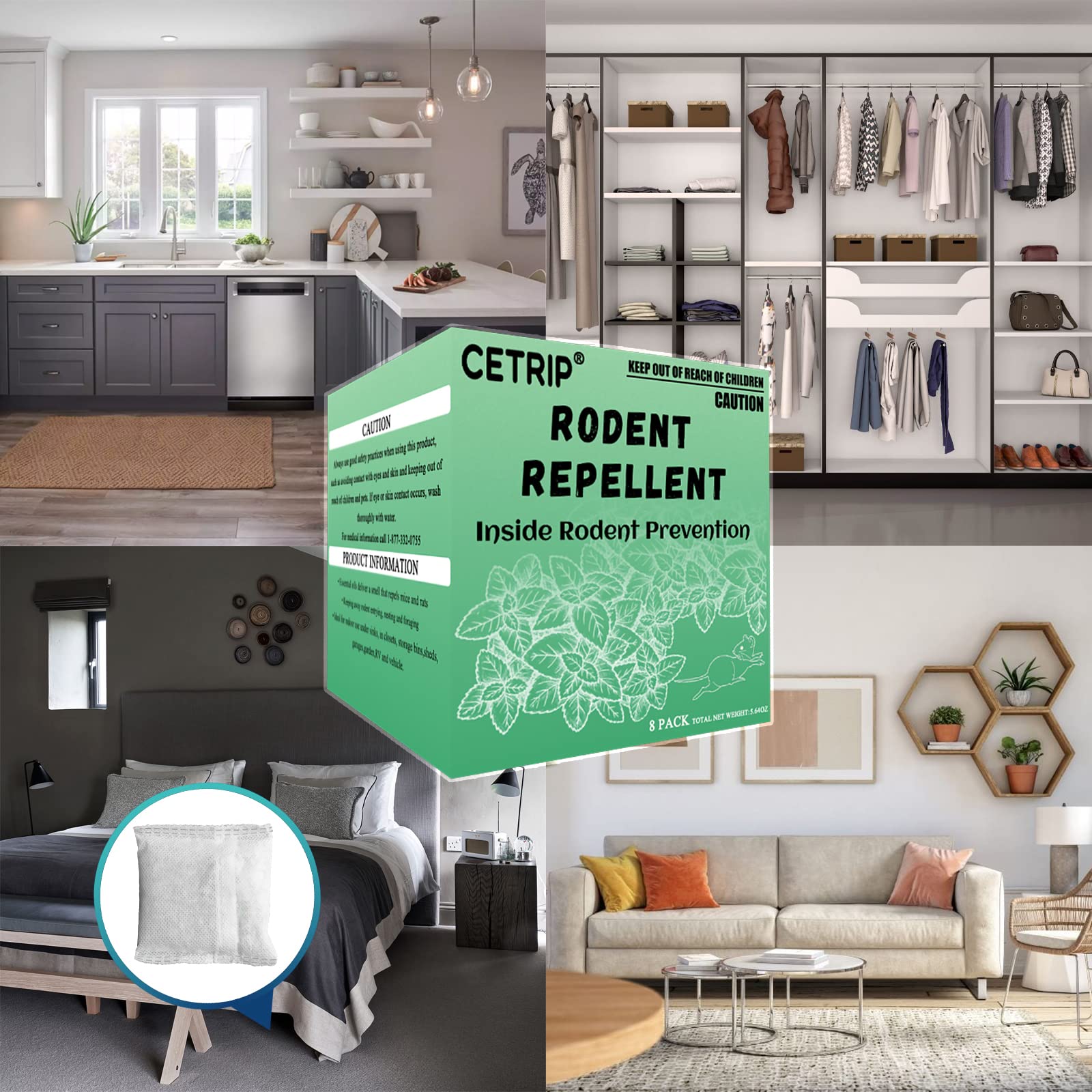 suphanlin CETRIP Peppermint Oil to Repel Mice and Rats,Mouse Repellent,8 Pack Rodent RepellentRat Repellent Outdoor/Indoor,Mouse Deterrent Indoor, Rodent Deterrent