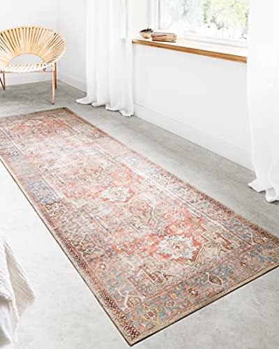 Loloi II Loren Collection LQ-15 Terracotta/Sky, Traditional 7'-6" x 9'-6" Area Rug