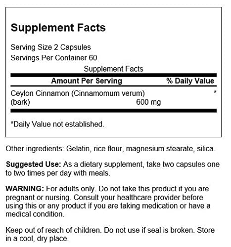 Swanson Full Spectrum True Cinnamon - Herbal Supplement - (120 Capsules, 300mg Each) 2 Pack