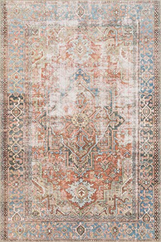 Loloi II Loren Collection LQ-15 Terracotta/Sky, Traditional 7'-6" x 9'-6" Area Rug