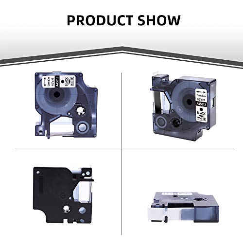 6-Pack Compatible Dymo D1 Label Tape 45013 S0720530 Replace for DYMO D1 A45013 Refills,Black on White,1/2 Inch x 23 Ft for Dymo LabelManager 160 420P 210D 280 360D PnP Label Maker