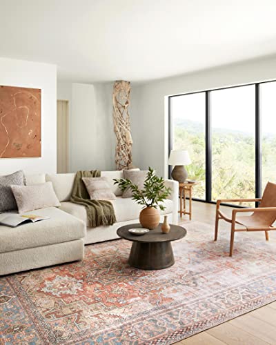 Loloi II Loren Collection LQ-15 Terracotta/Sky, Traditional 7'-6" x 9'-6" Area Rug